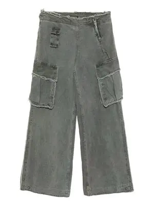 GROUND ZERO Frayed Cargo Trousers - Green