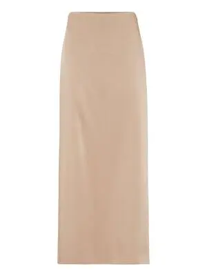 Brunello Cucinelli Satin Maxi Skirt Brown