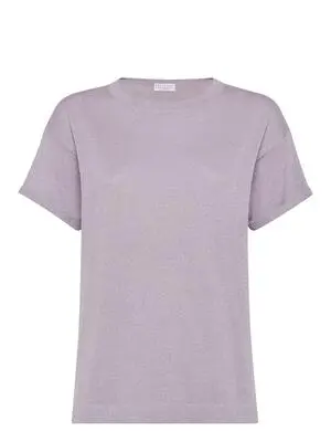 Brunello Cucinelli Cashmere-Silk-Blend T-Shirt Purple