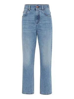 Brunello Cucinelli Logo Patch Straight-fit Jeans - Blue