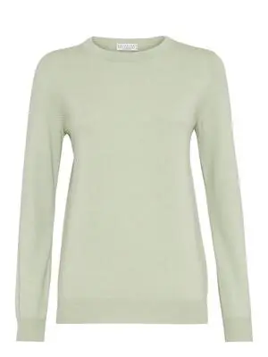 Brunello Cucinelli Brunello Cucinelli Cashmere Striped Sweater With Monili Detail Green