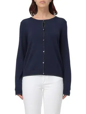 Liu Jo Liu Jo Slim Fit Viscose Blend Cardigan With Contrast Trims Blue