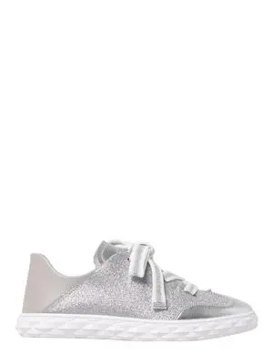 JIMMY CHOO Lace-up Glitter Sneakers - Silver