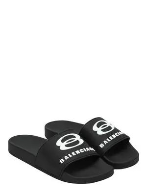 Balenciaga Rubber Slide Sandals - Black