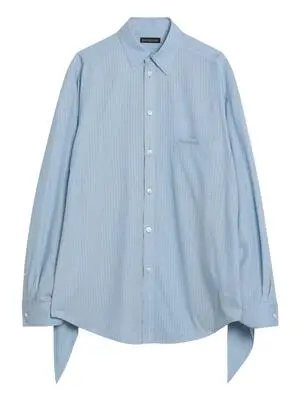 Balenciaga Striped Viscose Shirt With Knot Cuffs - Blue