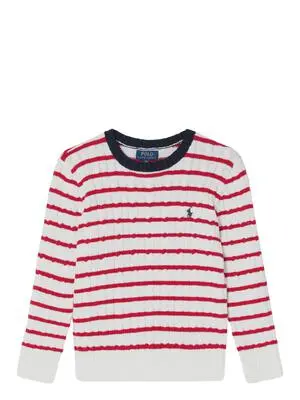 Polo Ralph Lauren Striped Cable Knit Jumper - White