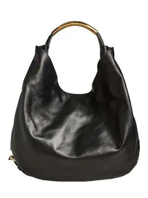 Moschino Handle Me Leather Hobo Bag - Black