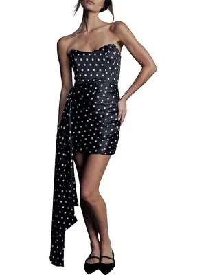 Katie May Chasing Dawn Polka Dot Strapless Mini Dress - Black/ White Multi