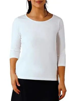 UV SKINZ 3/4 Sleeve Scoop Neck Tee - White