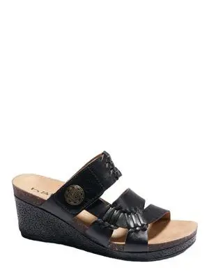 HALSA FOOTWEAR Genoa Wedge Sandal - Black