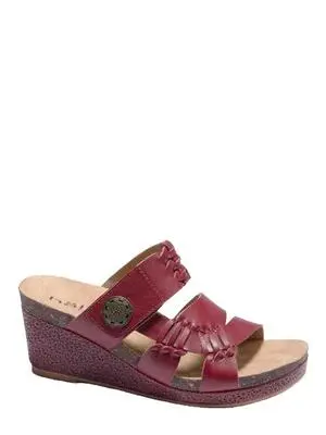 HALSA FOOTWEAR Genoa Wedge Sandal - Dark Red