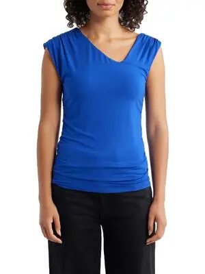 Loveappella Asymmetric Drape Top - Royal