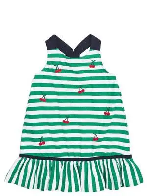 FLORENCE EISEMAN Stripe Knit A-line Dress With Cherries - Green / White