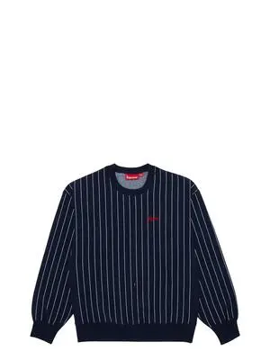 Supreme Pinstripe Crewneck 'navy - Blue