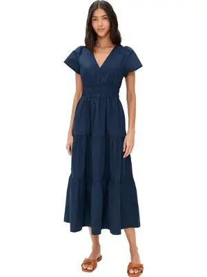 MAREA Annabelle Tiered Midi Dress - Navy