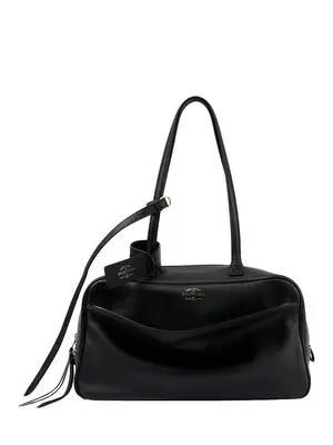 Balenciaga Carrie Medium Leather Bowling Bag - Black