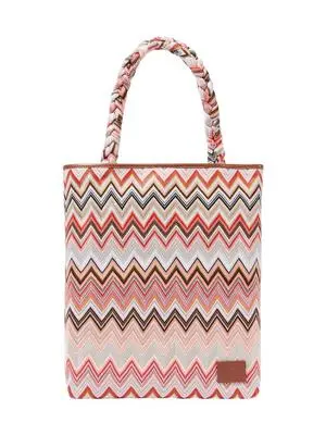 Missoni Zigzag Leather-trimmed Tote Bag - Pink