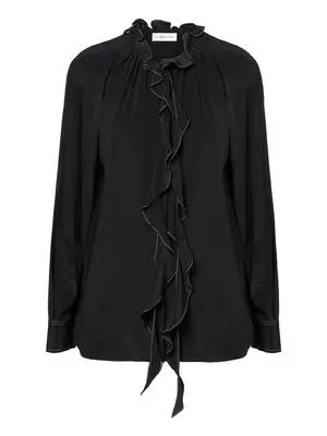 Victoria Beckham Ruffled Silk Blouse - Black