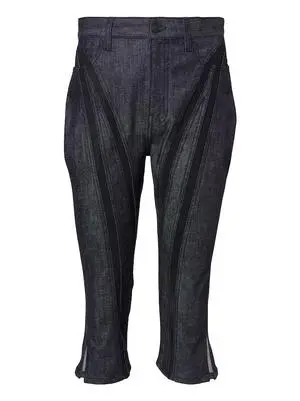 MUGLER Mesh-trimmed Capri Pants - Blue