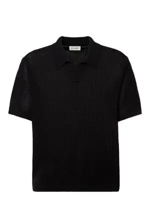 FRAME Open-knit Polo Sweater - Black