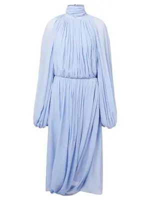 Stella McCartney Gathered Silk Crepon Midi Dress - Blue