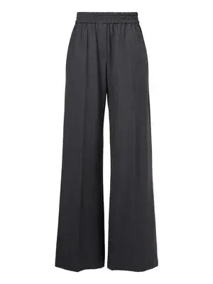 Brunello Cucinelli Wool-blend Wide-leg Trousers - Grey