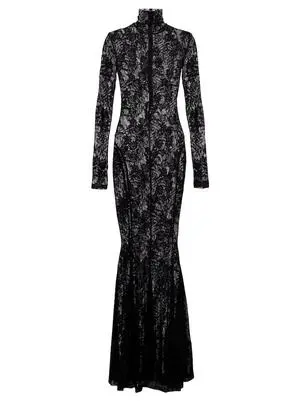 Norma Kamali Semi-sheer Lace Gown - Black