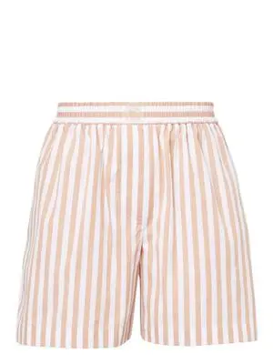 Brunello Cucinelli Striped Cotton And Silk Bermuda Shorts - White