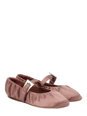 Paris Texas Sveva Satin Ballet Flats - Black