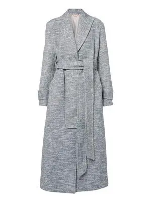 Victoria Beckham Bouclé Tweed Wrap Coat - Grey