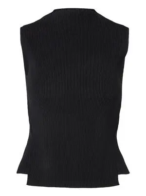 Victoria Beckham Ribbed Knit Top - Black