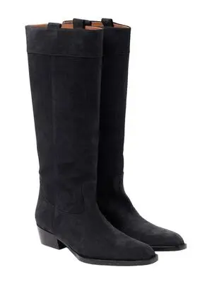 Paris Texas Helena 35 Suede Cowboy Boots - Black