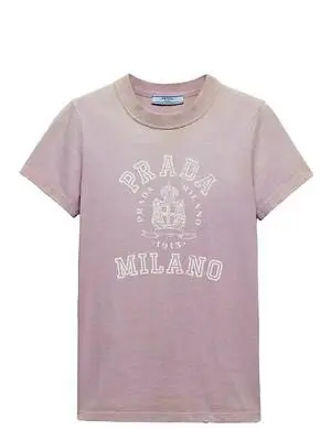 Prada Logo-print Cotton-jersey T-shirt - Purple