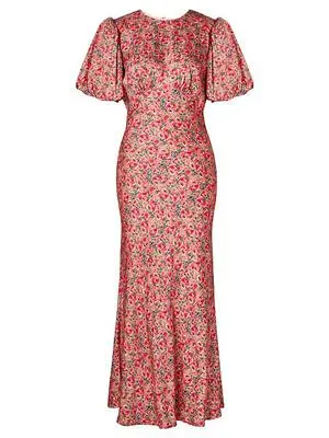 MALINA Freja Pouf-sleeve Maxi Dress - Pink Ditsy