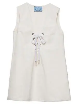 Prada Front-tie V-neck Mini Dress - White
