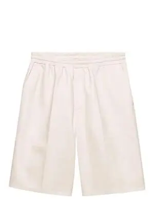 Prada Relaxed Fit Leather Bermuda Shorts - Neutral
