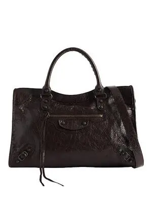 Balenciaga Balenciaga Le City Medium Leather Top-Handle Bag Espresso