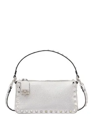 Valentino Garavani Rockstud Small Leather Crossbody Bag - Silver