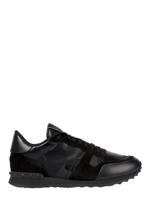 Valentino Garavani Rockrunner Leather Sneakers - Black