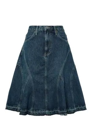 RE/DONE Pleated Denim Midi Skirt - Blue