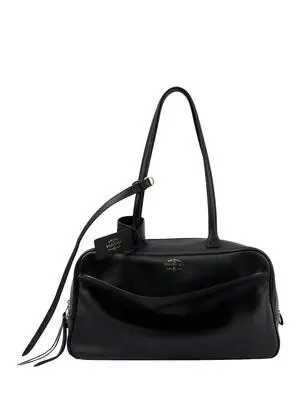 Balenciaga Carrie Medium Leather Bowling Bag - Black