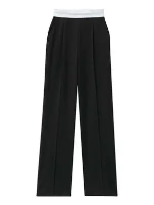 Alexander Wang High Waisted Pleated Pant With Logo - Black