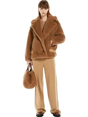 Max Mara Teddy Fabric Biker Jacket - Camel