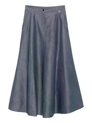 Liu Jo Chambray Midi Skirt - Blue