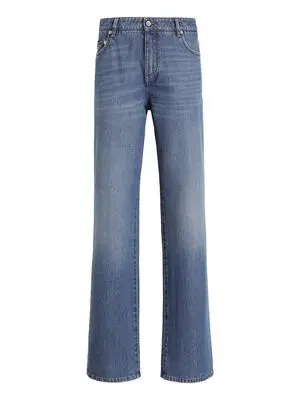 Dolce & Gabbana Loose Fit Denim Jeans With Pressed Pleat - Multicolor