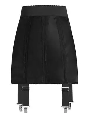 Dolce & Gabbana Short Marquisette Corset Skirt With Garters - Black
