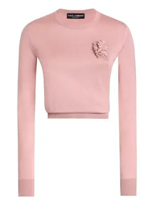 Dolce & Gabbana Embellished Silk Sweater - Pink