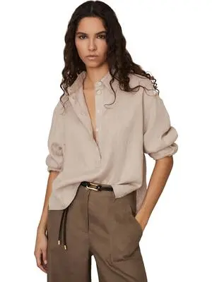 REISS Nina Linen Shirt - Neutral