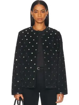 BODE Clover Charm Suede Jacket - Black