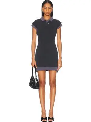 Alexander Wang Layered Short Sleeve Polo Mini Dress - Washed Navy & Washed Blue